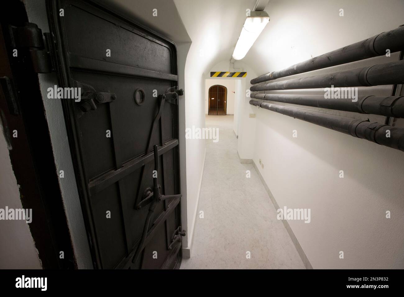 A view of Benito Mussolini's concrete-reinforced air raid bunker ...
