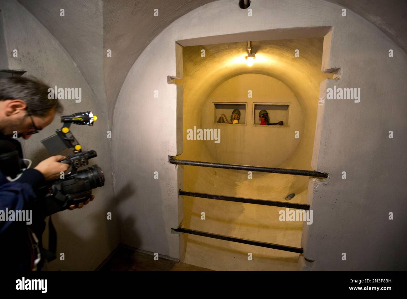 A view of Benito Mussolini's concrete-reinforced air raid bunker ...