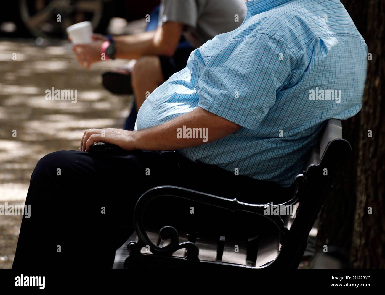 FILE - In this Thursday, Sept. 4, 2014, file photo, an overweight man ...