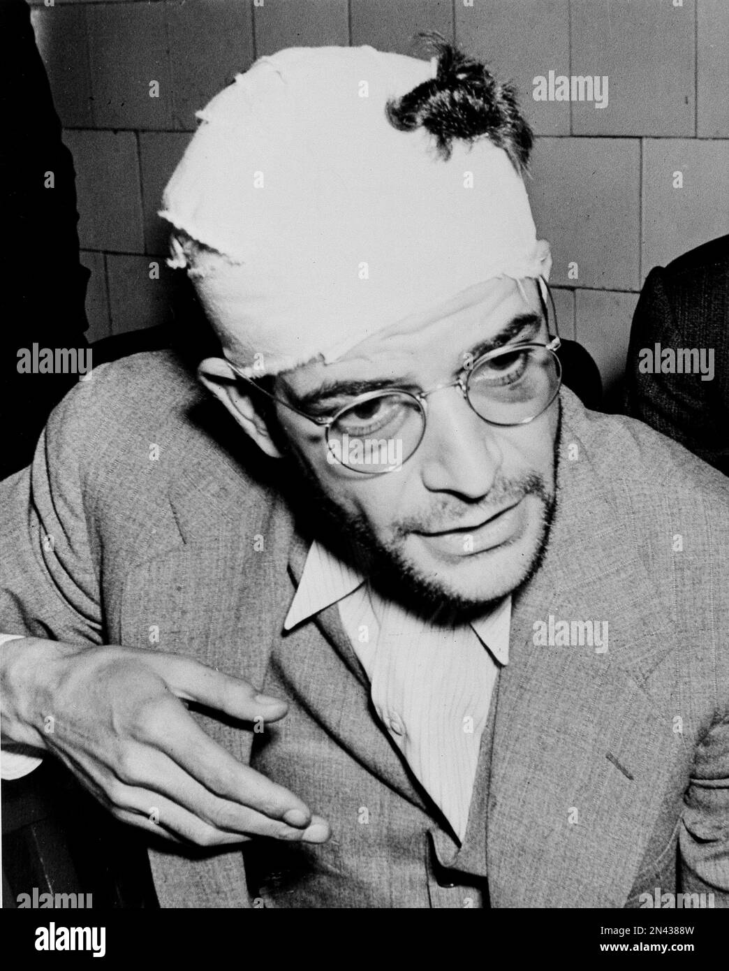 Ramon Mercader, aka Frank Jackson and Jacques Mornard, bandaged and ...