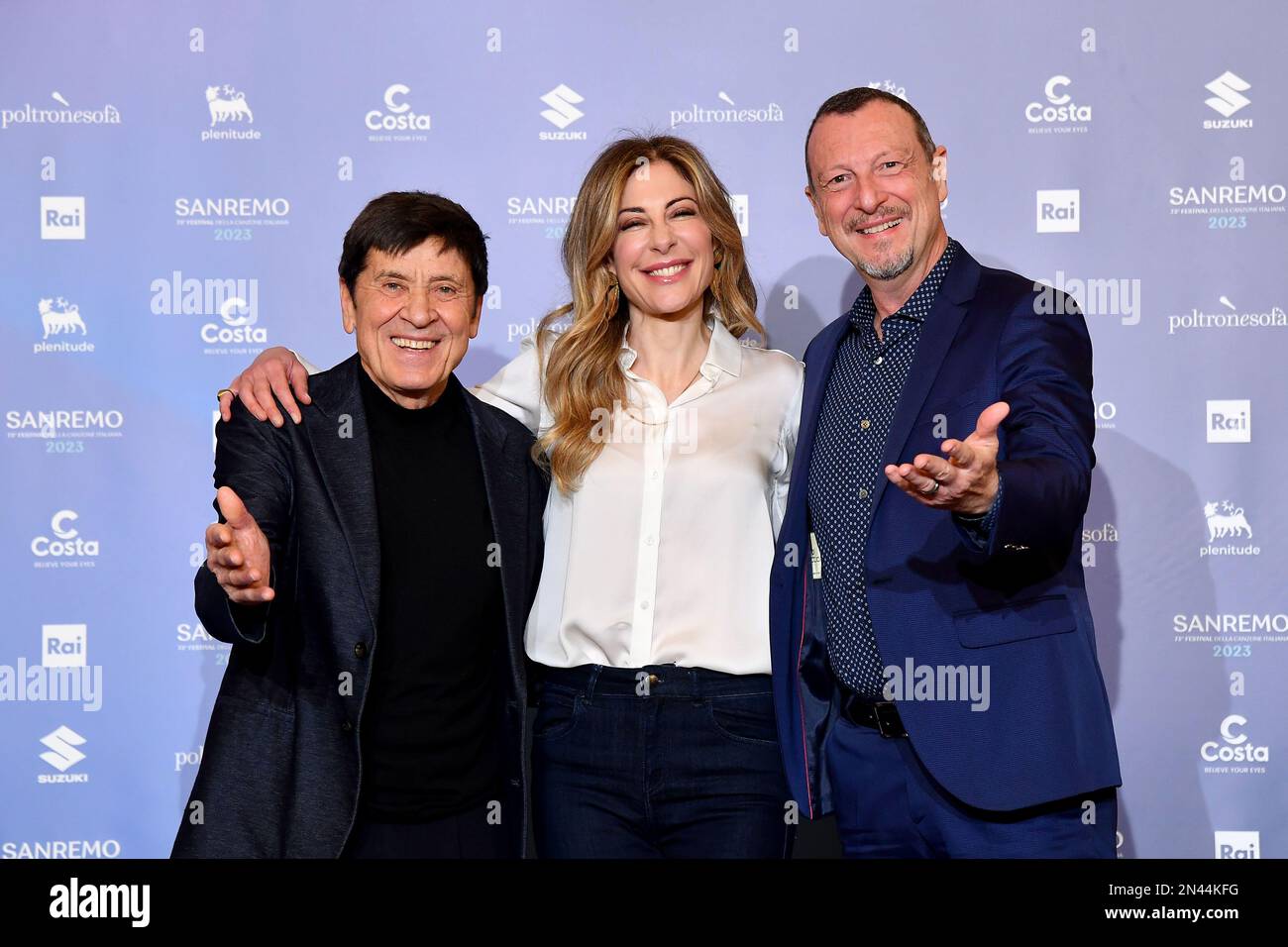 Sanremo, italienisches Song-Festival 73., Pressekonferenz der ...