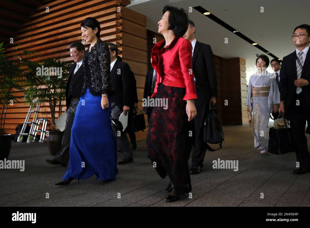 Midori Matsushima, center, newly appointed minister of Justice, Yuko ...