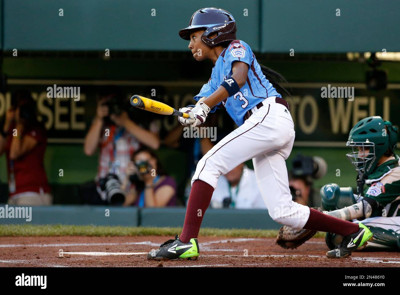Philadelphia's Mo'ne Davis drives in a run with a single to right field ...