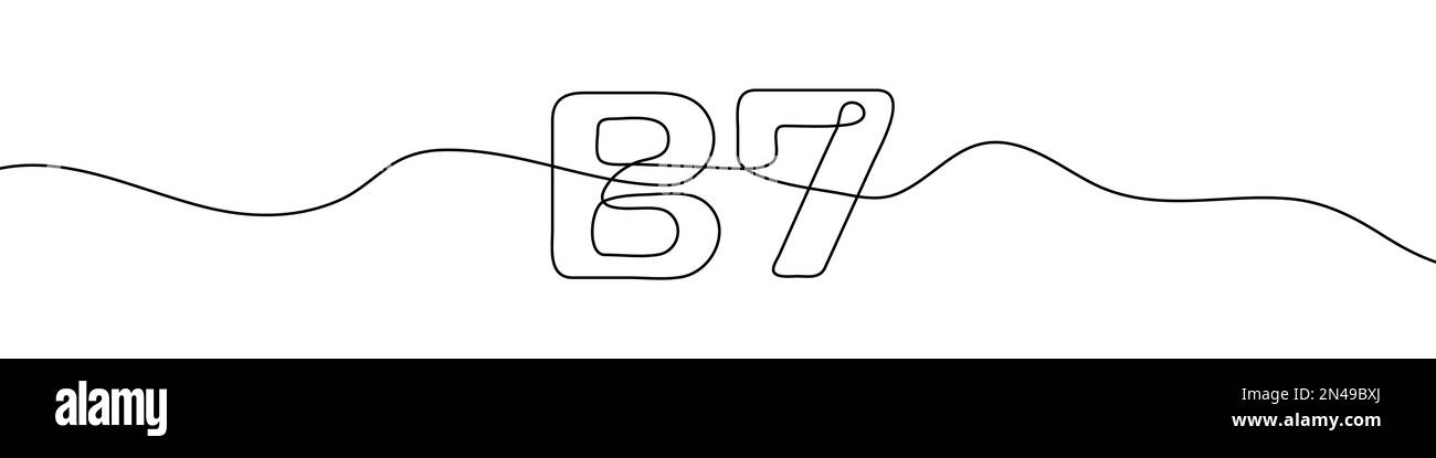 Kontinuierliche lineare Zeichnung des B7-Vitaminsymbols. Einzeilige ... Kontinuierliche lineare Zeichnung des B7-Vitaminsymbols. Einzeilige ...