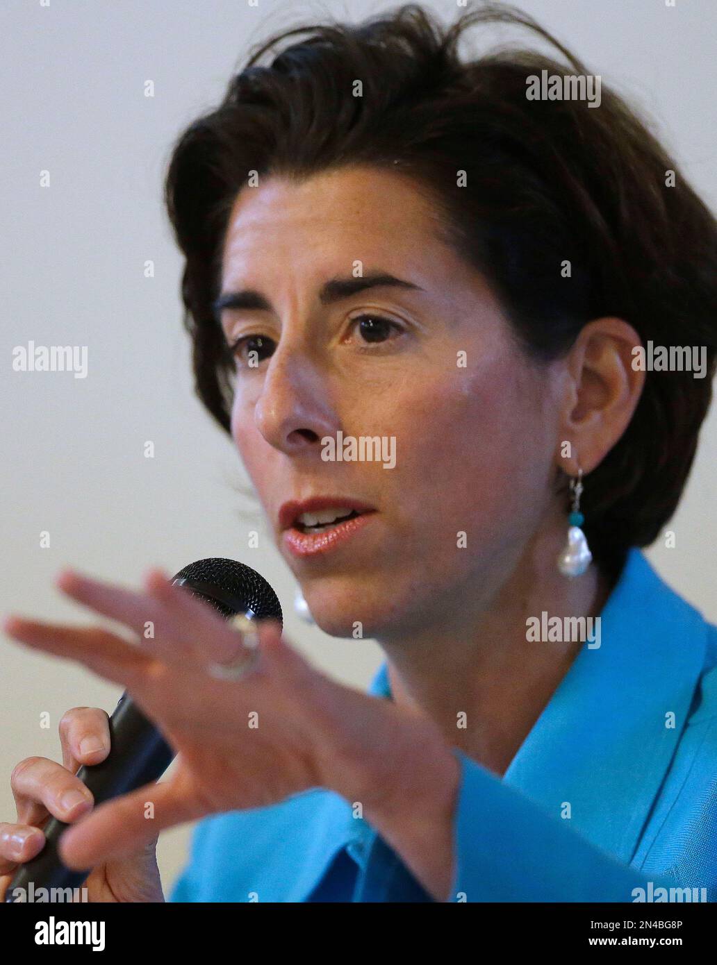 Rhode Island Gubernatorial candidate Democrat Gina Raimondo responds to ...