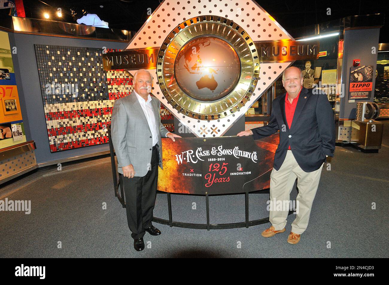 Zippo/W.R. Case & Sons Cutlery Co. President and CEO Greg Booth and owner George Duke stand in ...