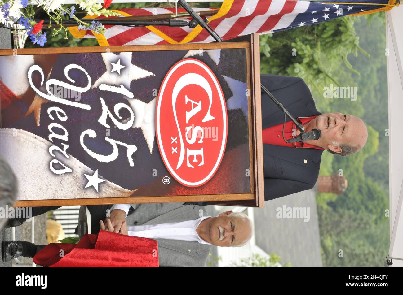 Zippo/W.R. Case & Sons Cutlery Co. owner George Duke speaks to employees in front of the Zippo ...