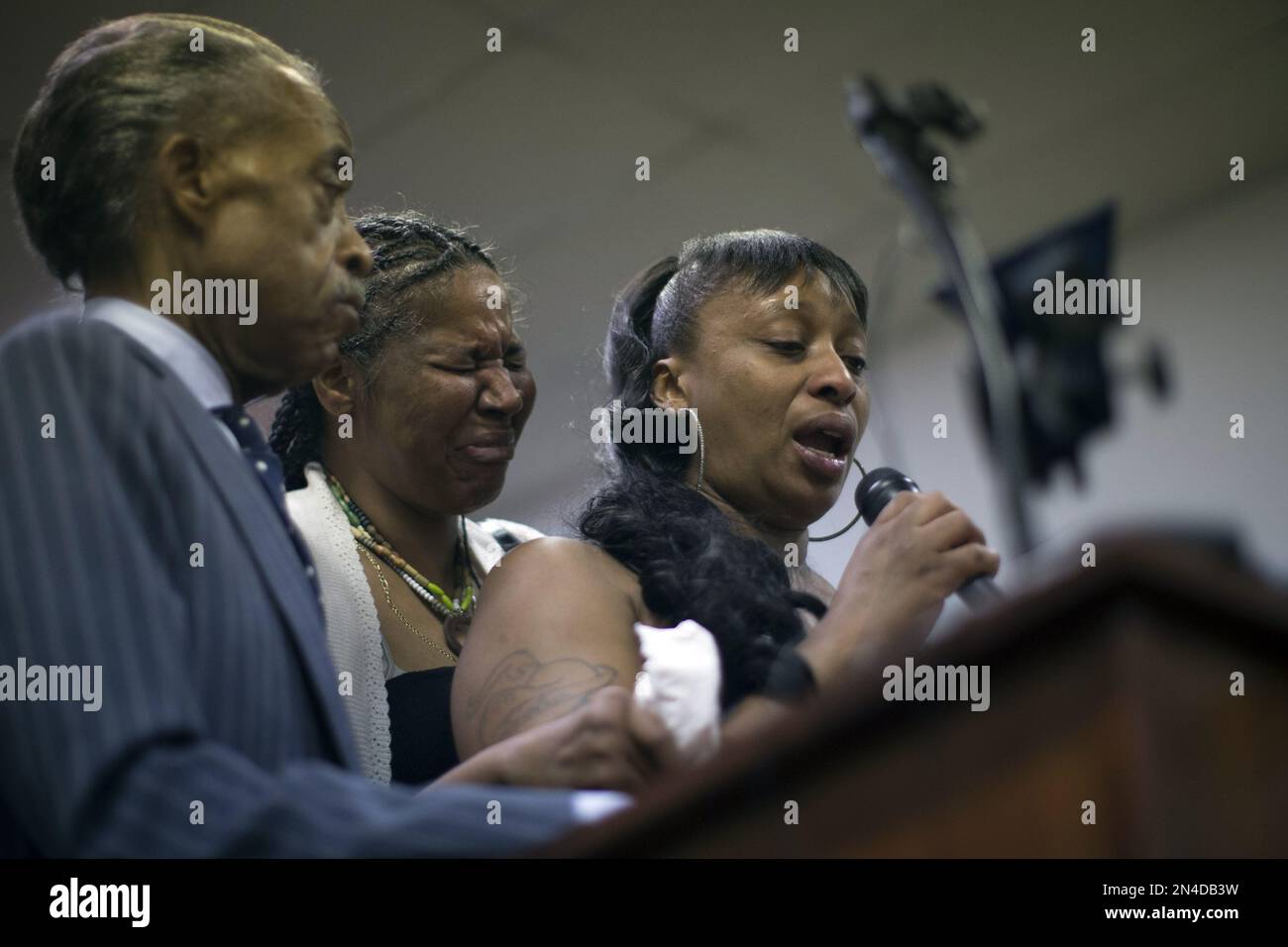 Ellisha Flagg, sister of Eric Garner, speaks alongside his wife Esaw ...