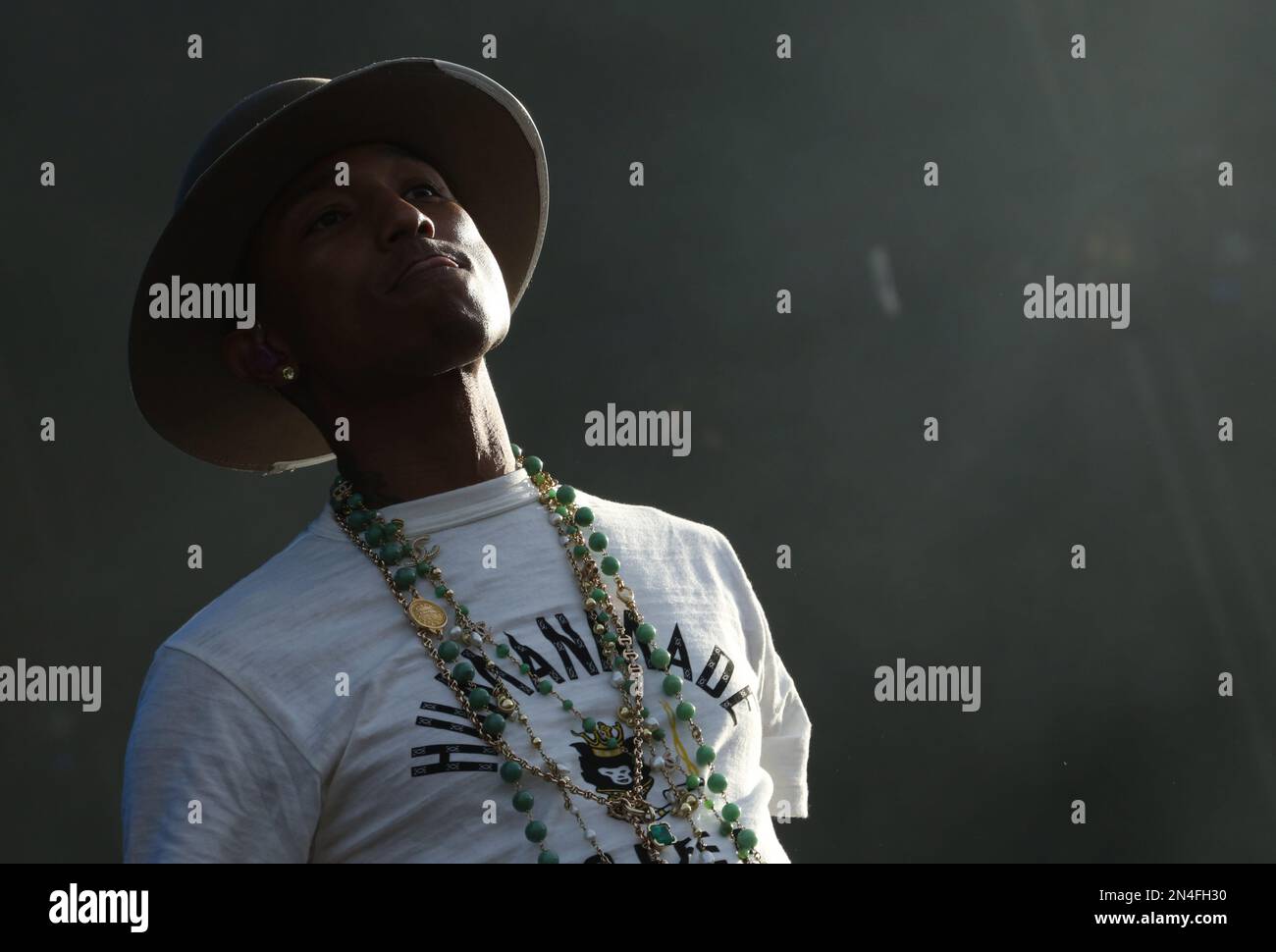 Pharrell Williams performs on the main stage at Wireless festival in ...