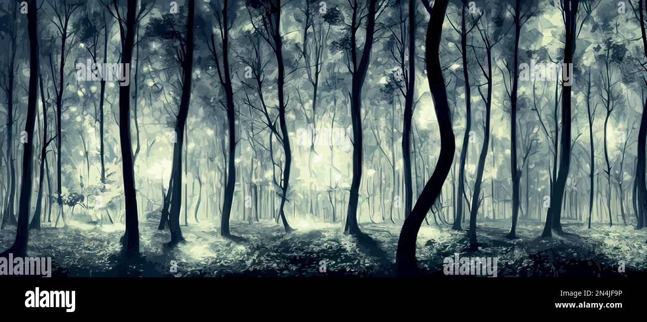 Schrecklicher surrealer Wald. Unwirkliche Welt. Geheimnisvoller Wald ...