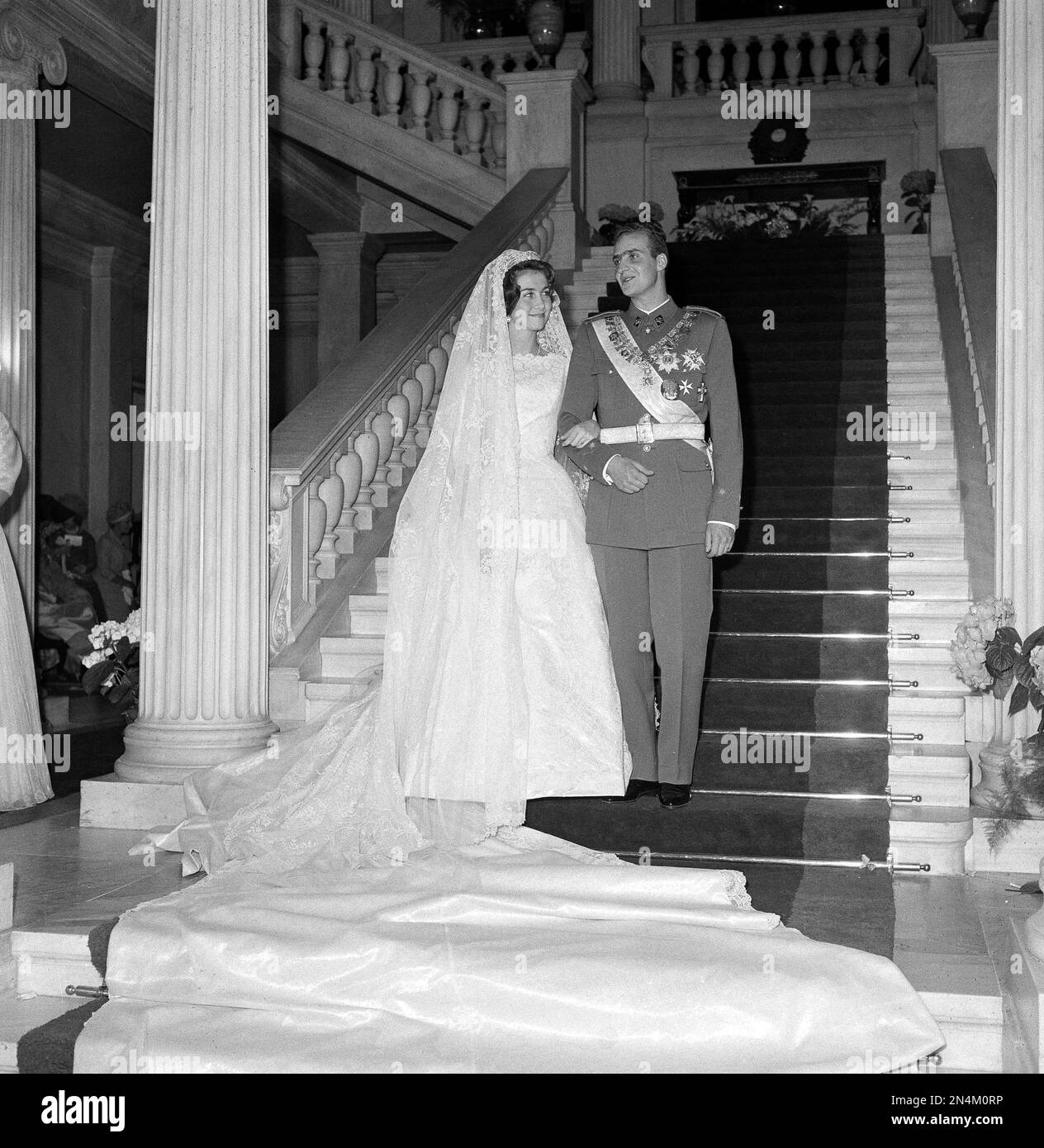 Prince Juan Carlos of Spain and Princess Sophia of Greece pose for ...