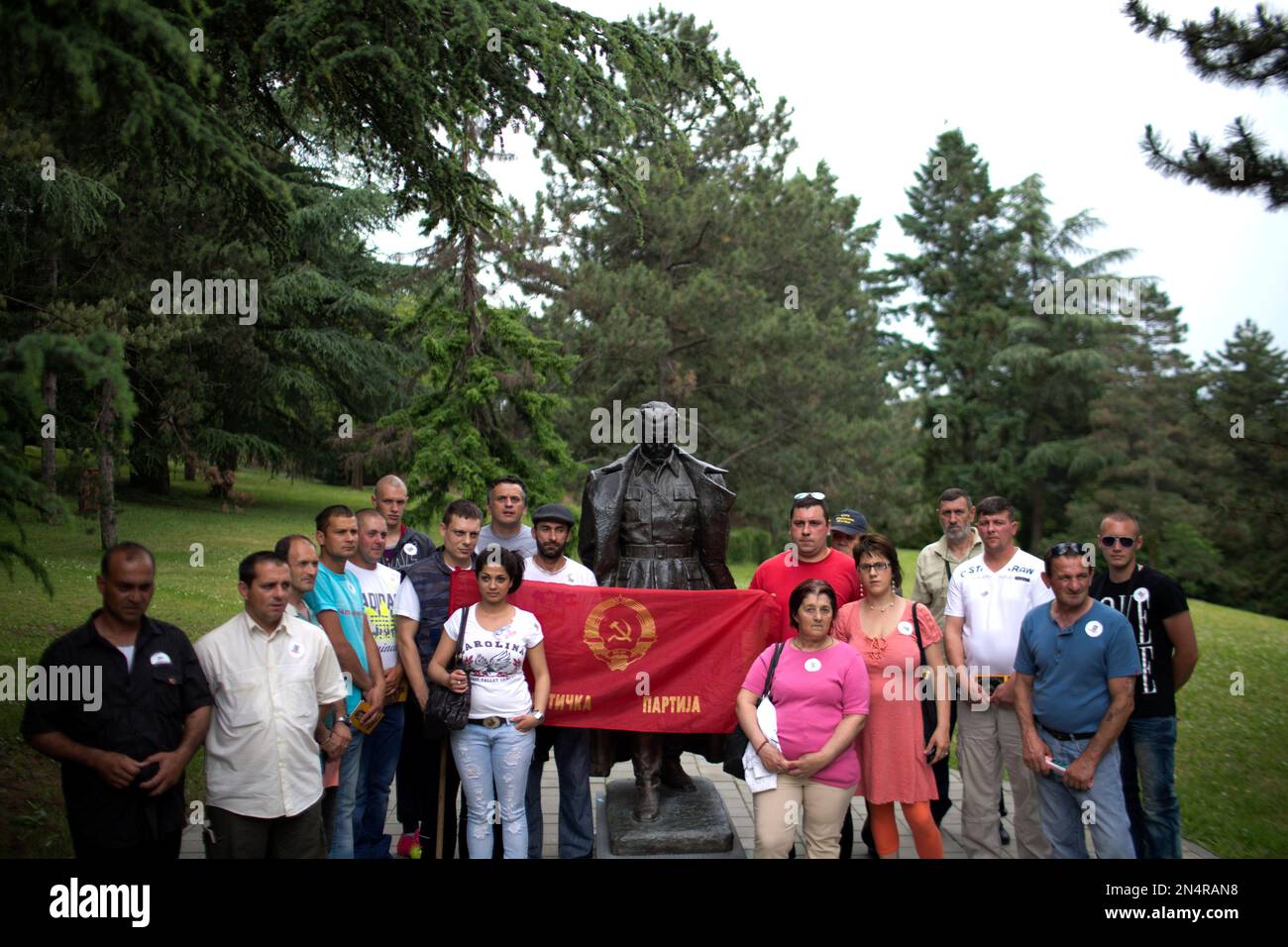 Admirers of the late Yugoslav Communist dictator Josip Broz Tito pose ...