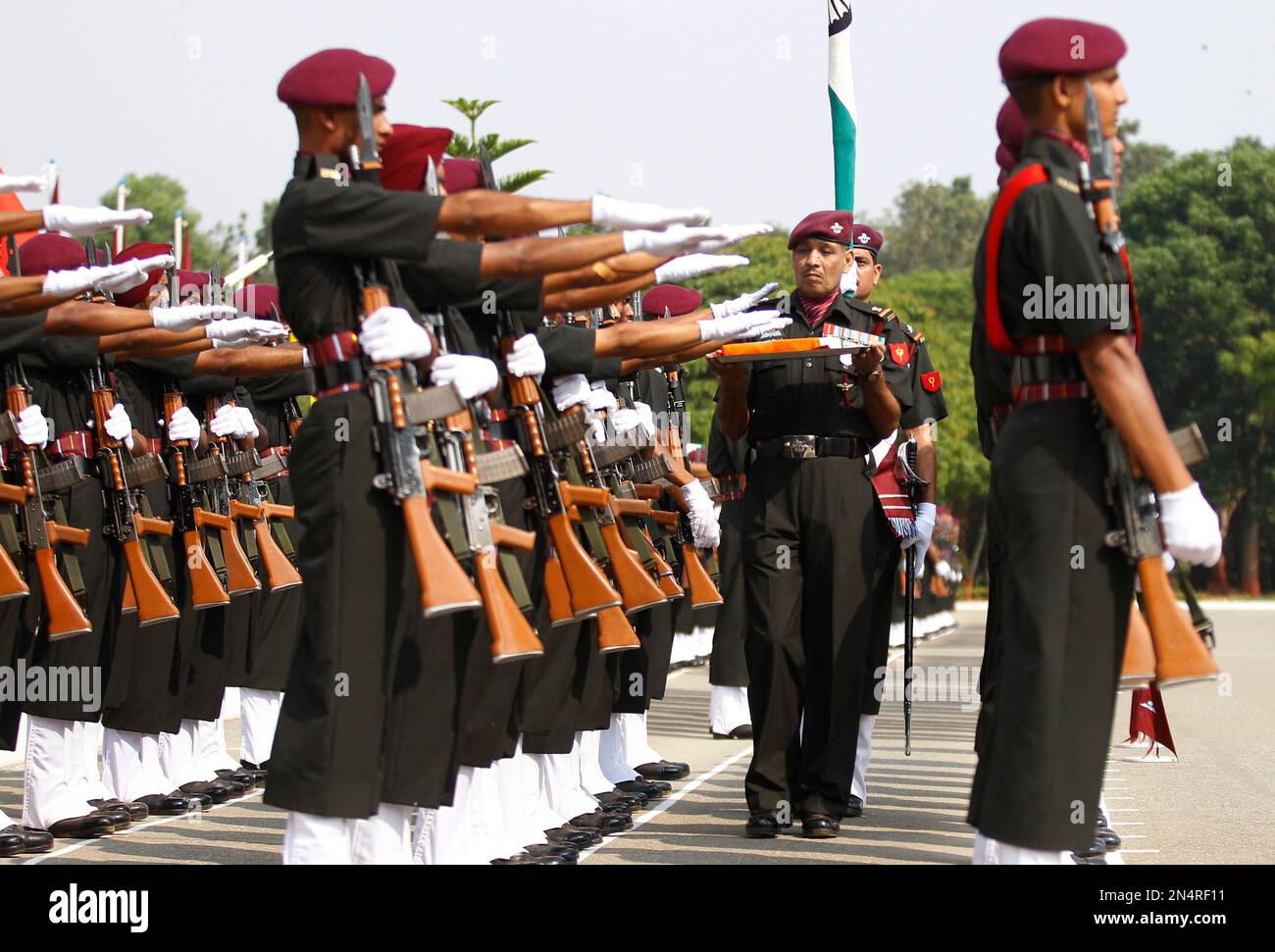 Newly inducted Indian army paratroopers take oath during their passing ...