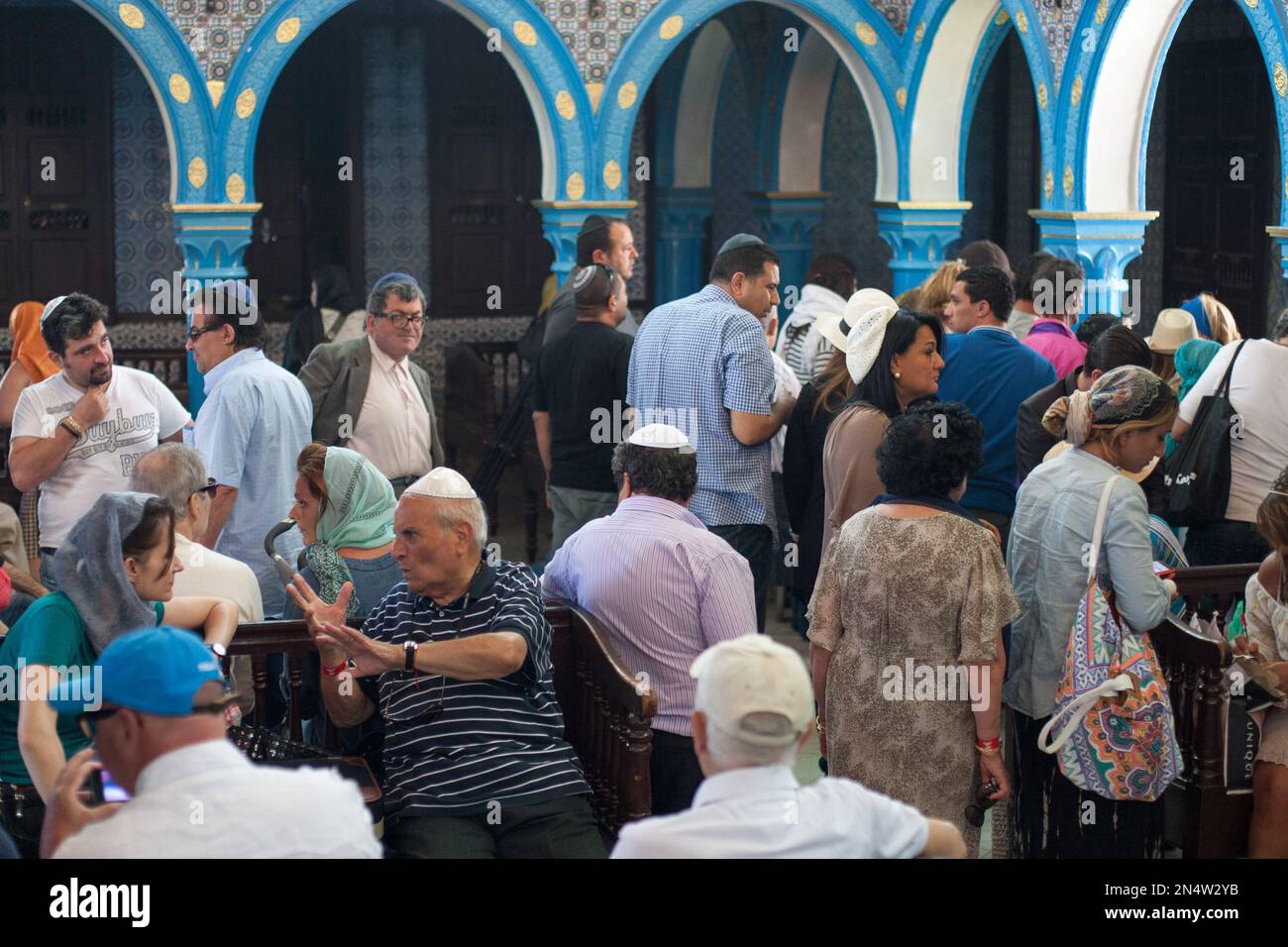 Jewish pilgrims are gathered at the Ghriba synagogue, the oldest Jewish ...