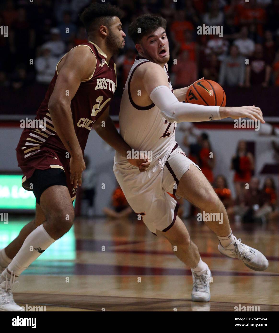 Boston College's CJ Penha Jr., left, defends against Virginia Tech's ...