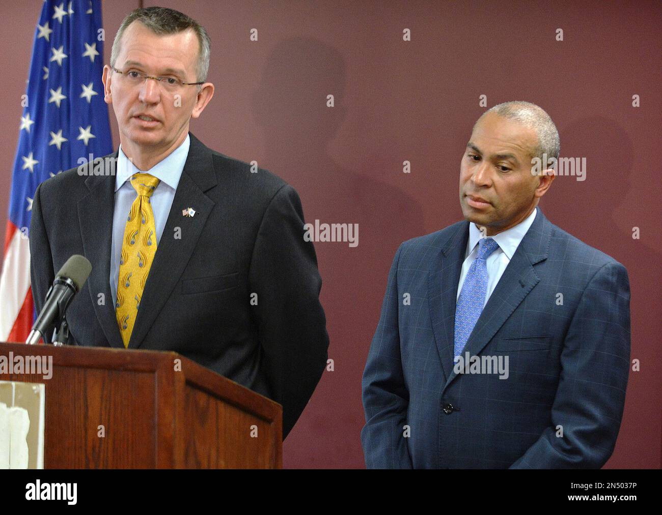 Massachusetts Health and Human Services Secretary John Polanowicz, left ...