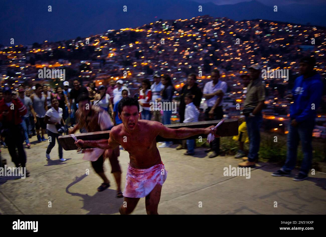 Residents reenact the "Via Crucis," or Way of the Cross on a hilltop in ...