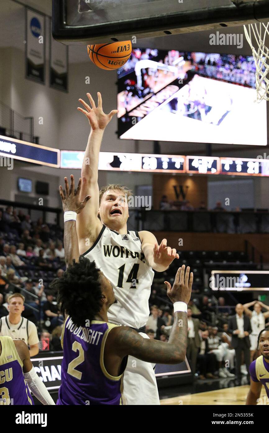 SPARTANBURG,SC - FEBRUARY 08: Wofford Terriers center Kyler Filewich ...