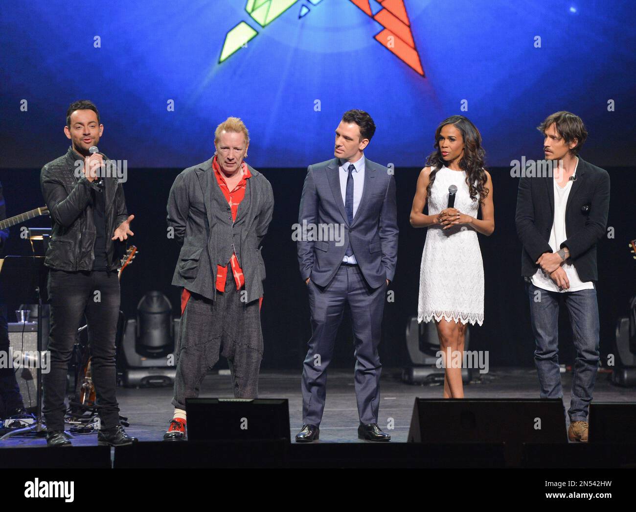 Cast members, from left, Ben Forster, John Rotten Lydon, JC Chasez ...