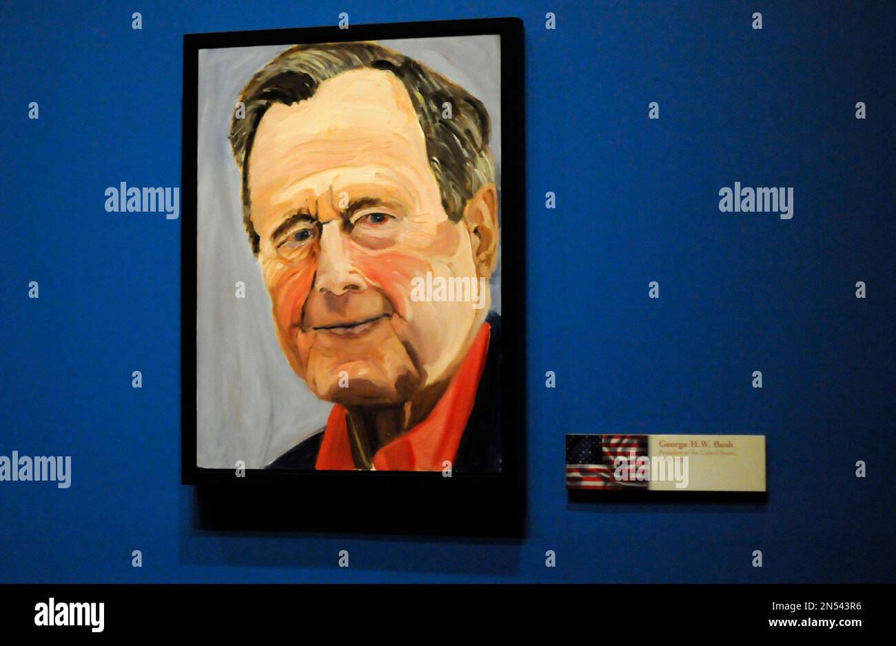 A portrait of former President George H.W. Bush painted by his son ...