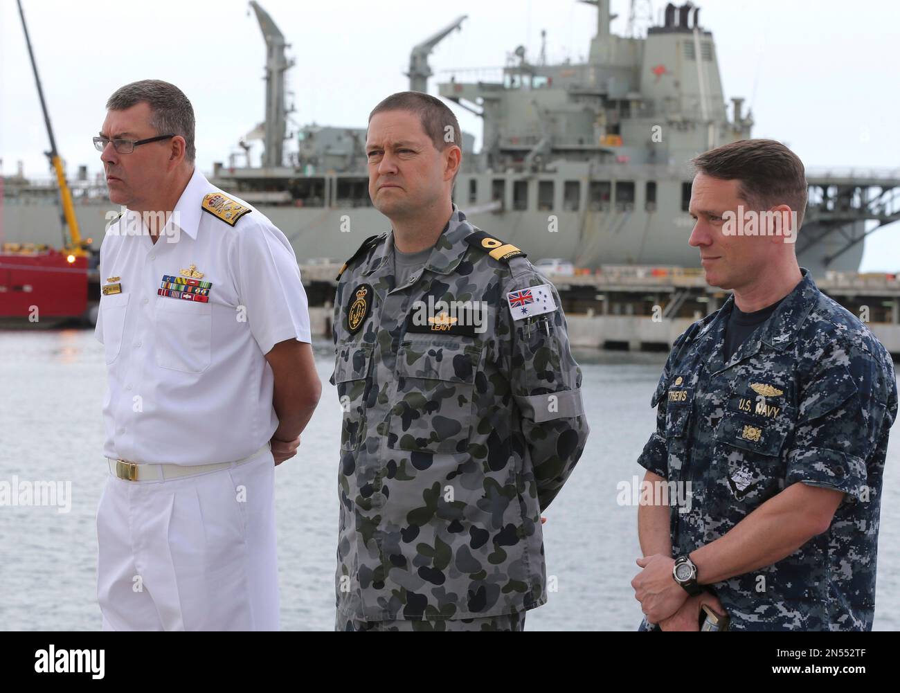 U.S. Navy captain Mark Matthews, right, Royal Australian Navy commodore ...