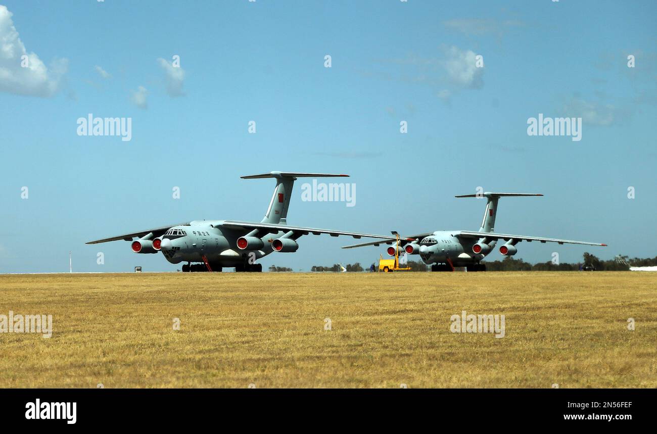 Two Chinese Ilyushin IL-76s aircraft sit on the tarmac at RAAF Pearce ...
