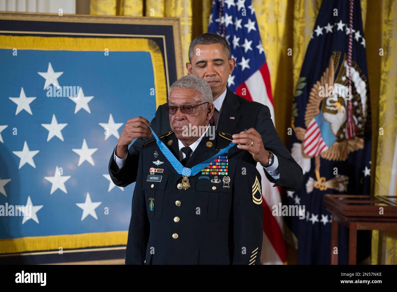 Staff Sgt. Melvin Morris is awarded the Medal of Honor by President ...