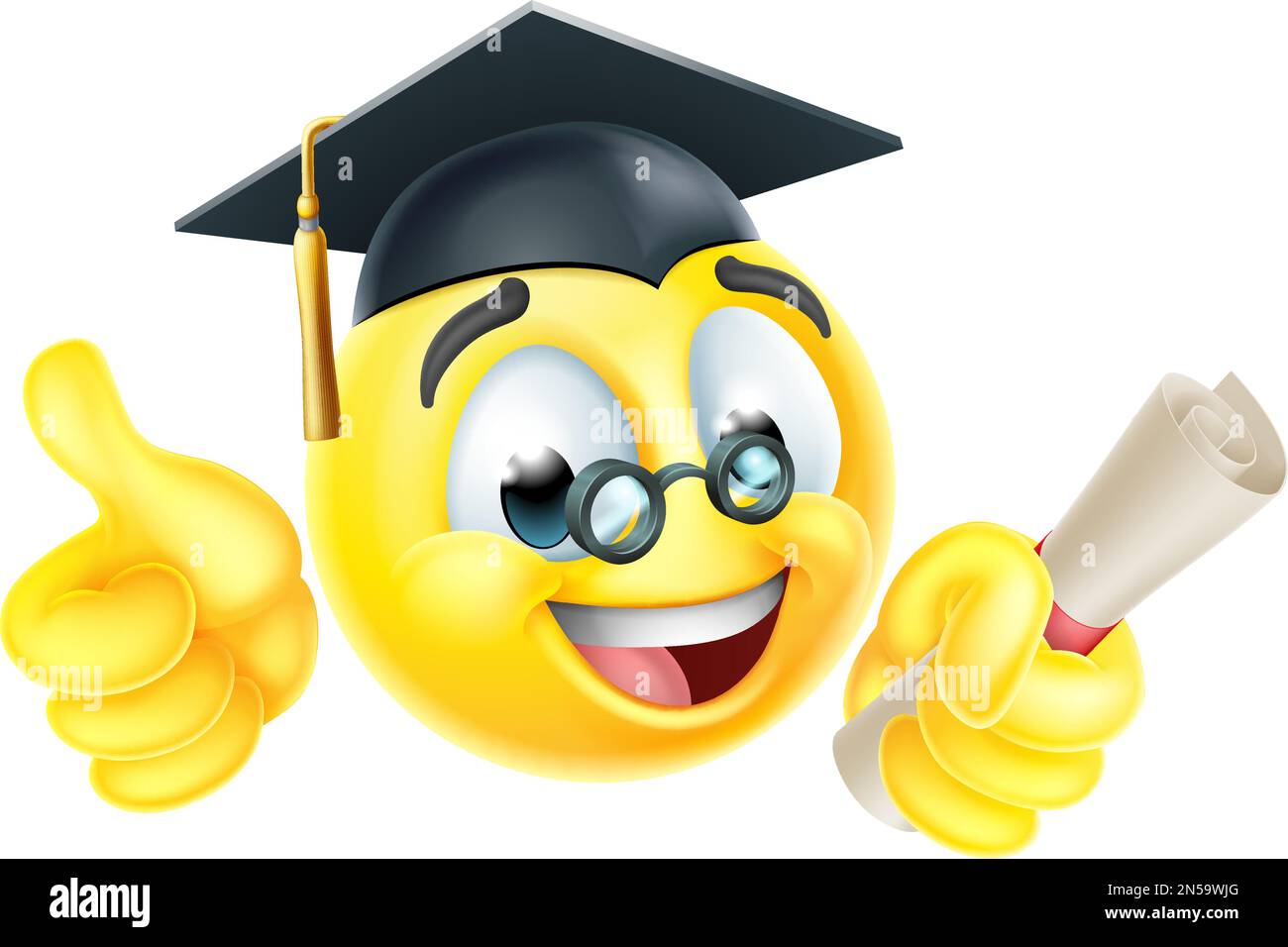 Diplom-Lehrer Emoticon Cartoon Face Symbol Stock-Vektorgrafik - Alamy