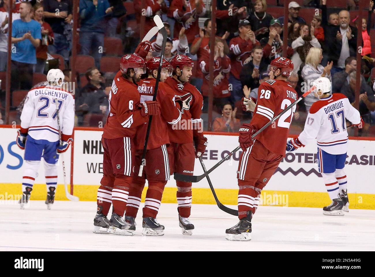 Montreal Canadiens' Alex Galchenyuk (27) and Rene Bourque (17) skate ...