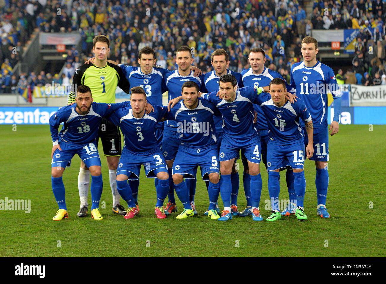 Bosnia's Asmir Begovic, Mensur Mujdza, Vedad Ibisevic , Anel Hadzic ...