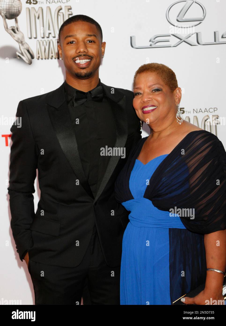 Michael B. Jordan, left, and mother Donna Jordan arrive at the 45th ...