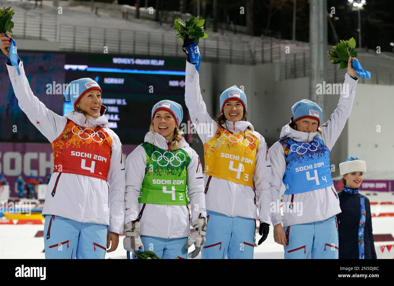 Norway's relay team Fanny Welle-Strand Horn, Tiril Eckhoff, Ann Kristin ...