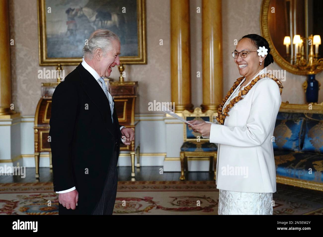 Britain's King Charles III receives Francella Strickland, the High ...