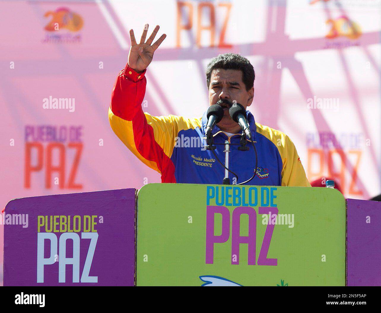 Venezuela's President Nicolas Maduro speaks during a rally on Bolivar ...