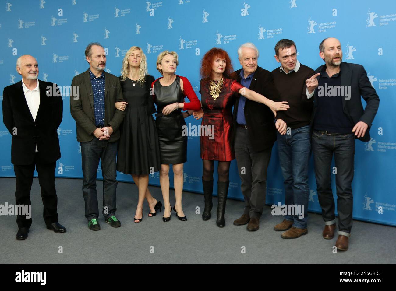 From left, producer Jean-Louis Livi, actors Hippolyte Girardot ...
