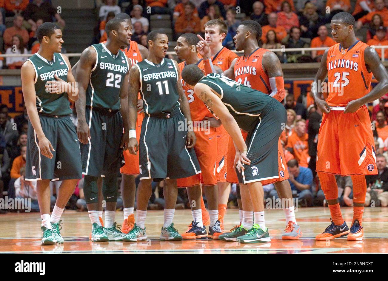 Michigan State's Alvin Ellis III (3), Branden Dawson (22), Keith ...