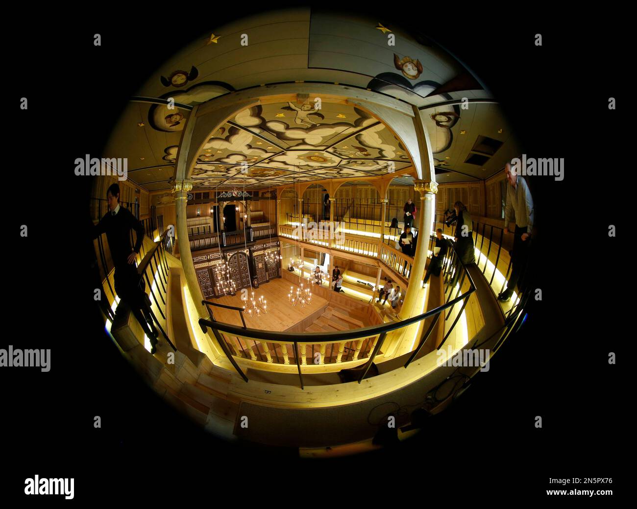 Taken with a fisheye lens, a inside view of the Shakespeare's Globe new ...