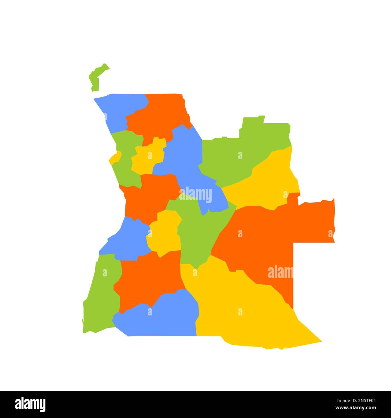 Angolanische politische Karte der Verwaltungsabteilungen - Provinzen. Leere farbige Vektorkarte ...