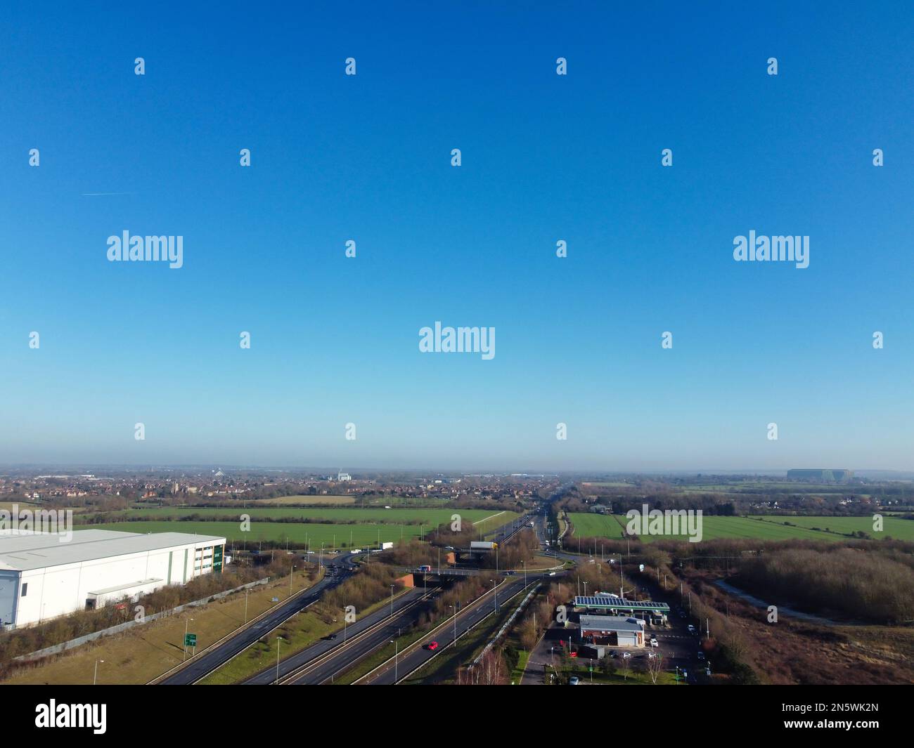 High Angle View of Business Retail Park im Kempston Village in Bedford ...