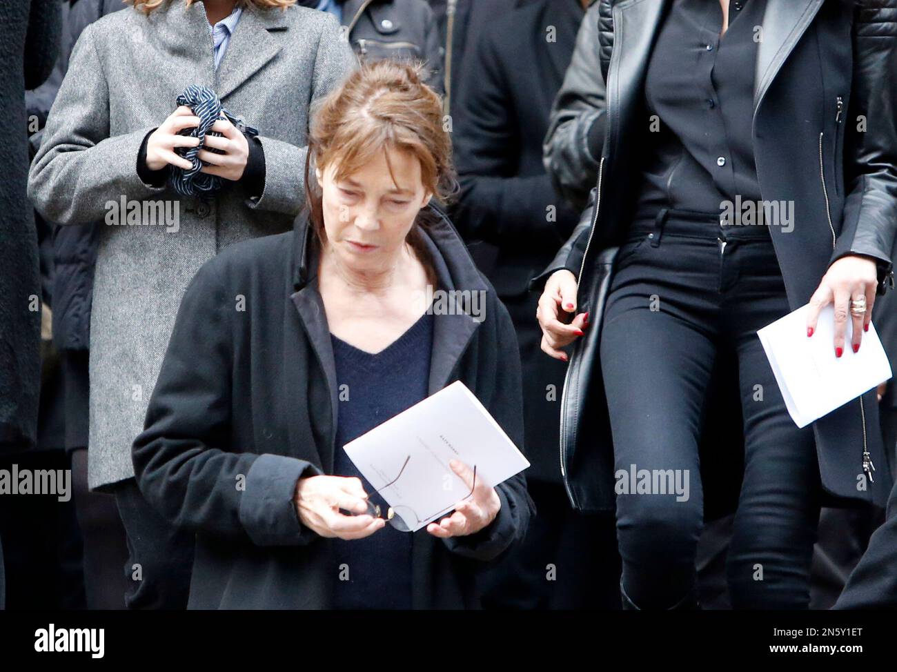 Kate Barry's mother, actress and singer Jane Birkin leaves after a ...