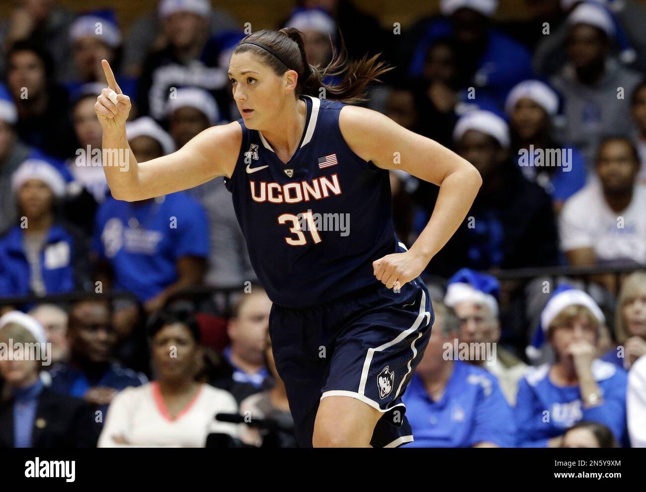 Connecticut's Stefanie Dolson (31) reacts during the first half of an ...