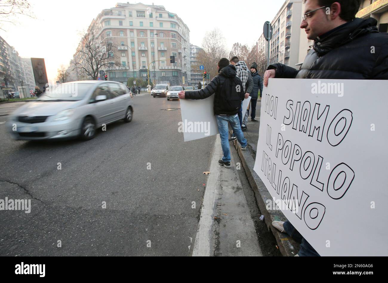 Protesters disrupting traffic in downtown Milan, Italy, Thursday, Dec ...