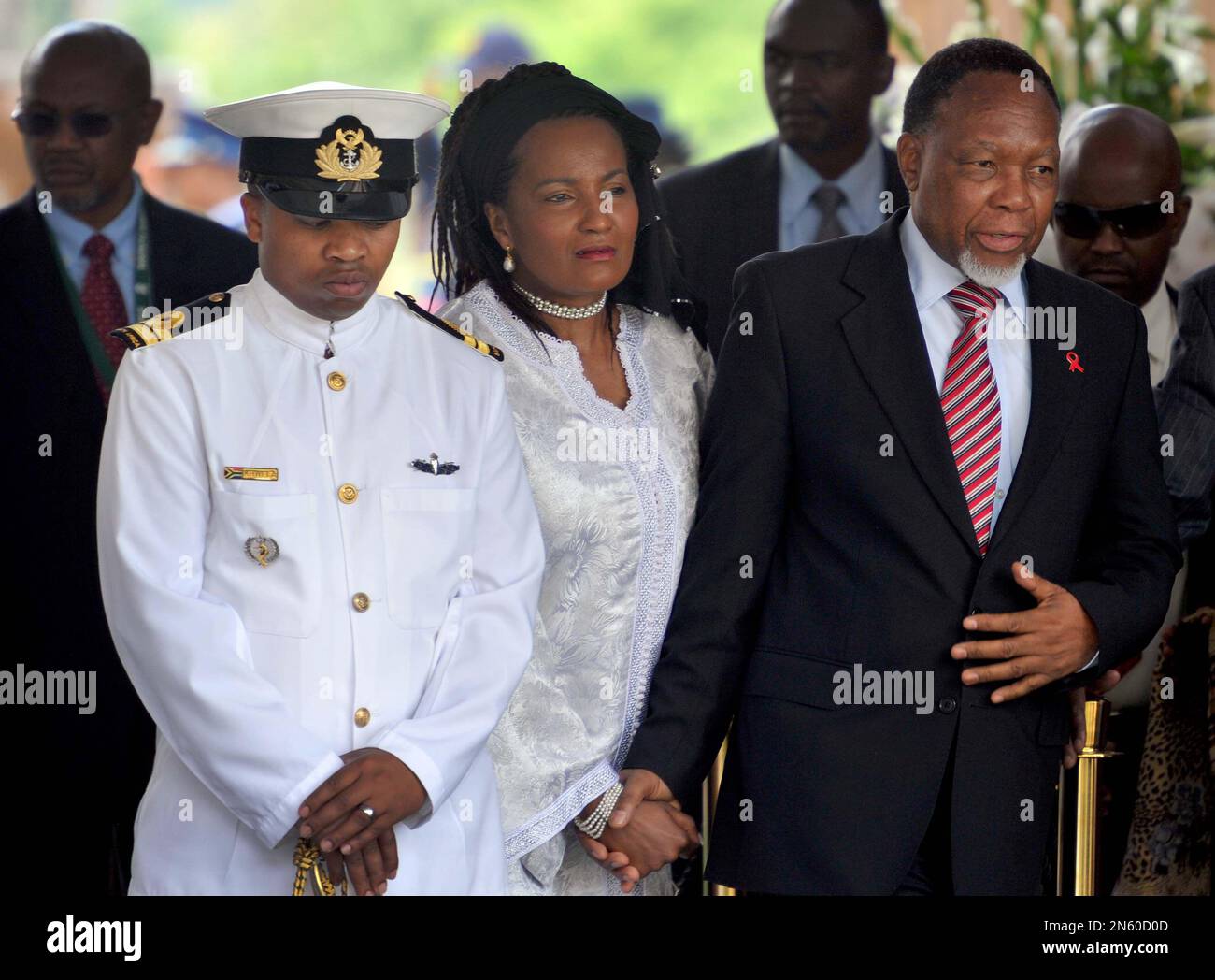 (Deputy President Kgalema Motlanthe and his partner Ms Gugu Mtshali paying their last respect ...