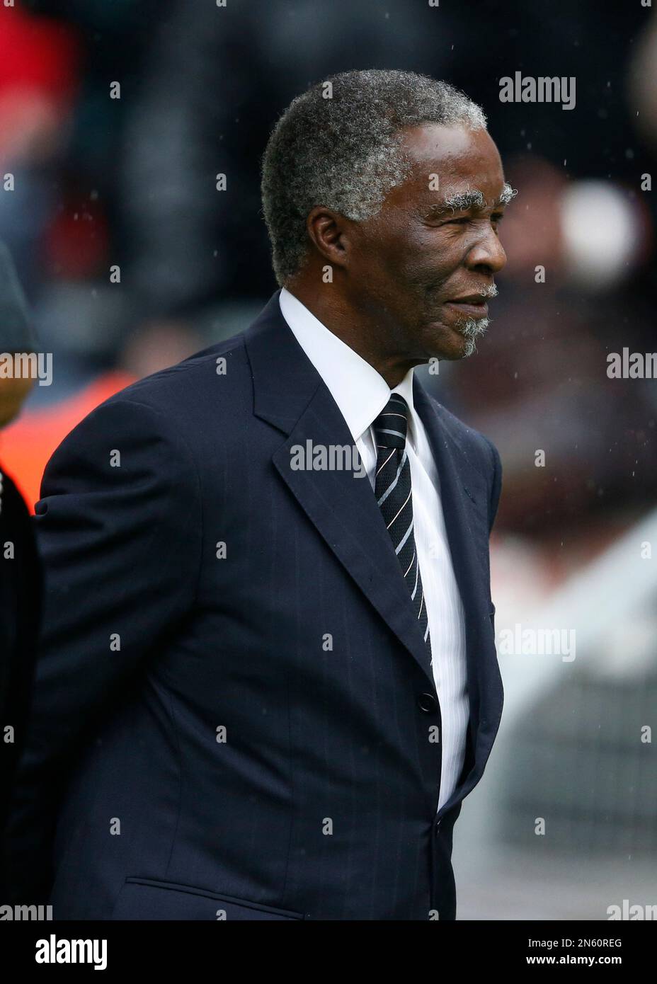 Former South African president Thabo Mbeki arrives for the memorial service for former South ...