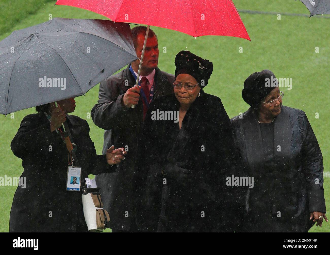 Nelson Mandela's widow Graca Machel, center, arrives for the memorial ...