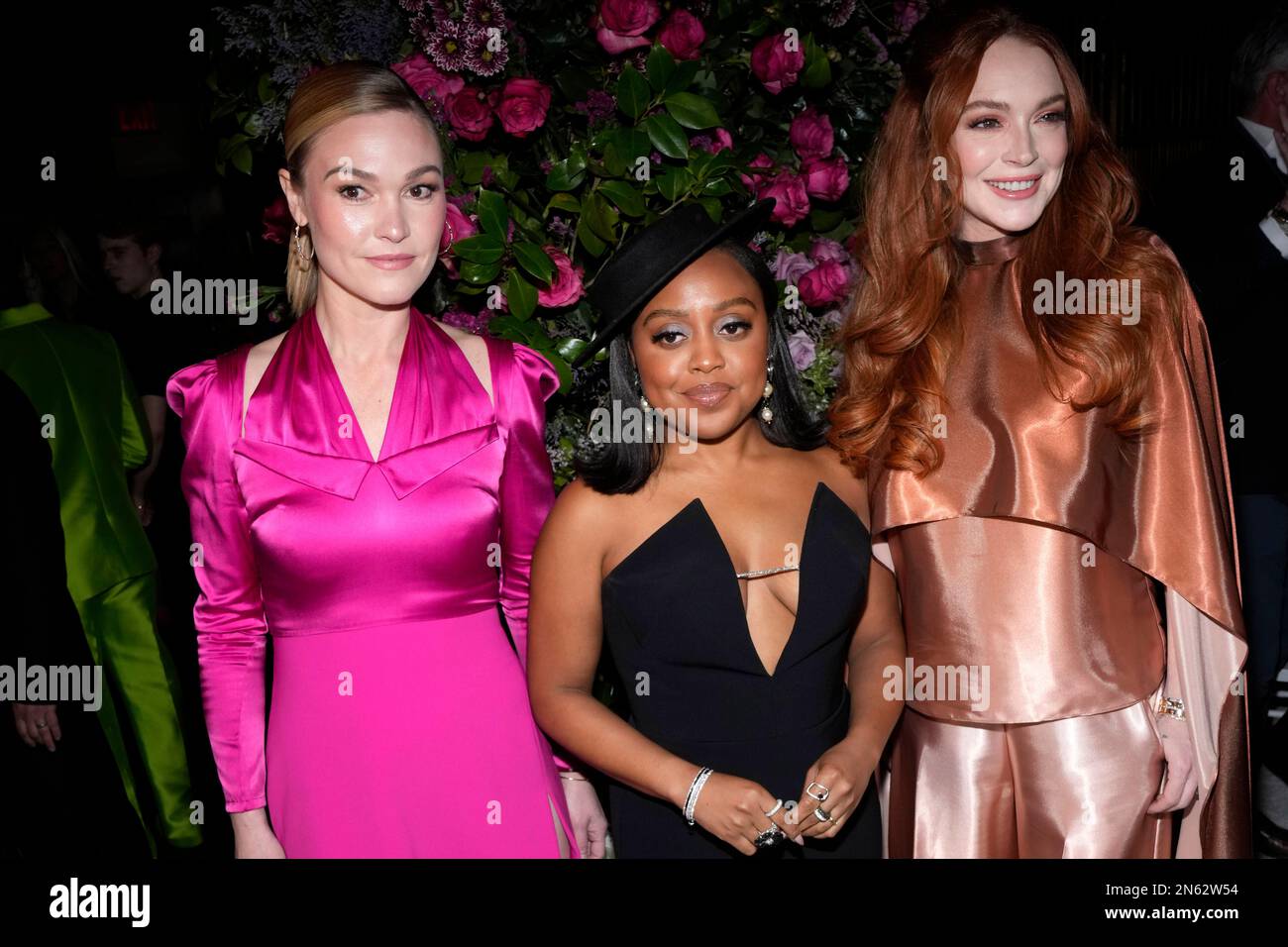 Julia Stiles, from left, Quinta Brunson and Lindsay Lohan attend the ...