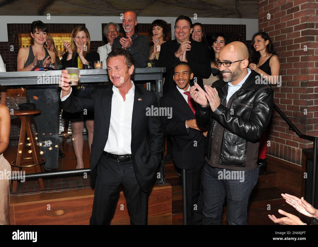 J/P HRO founder and actor Sean Penn gives a toast with the Haitian ...