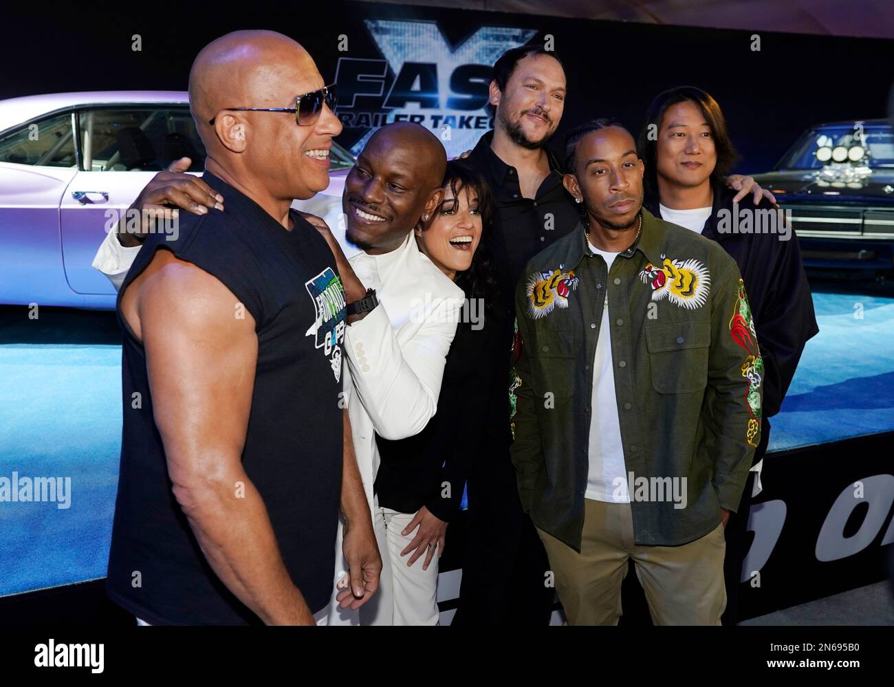 From left, "Fast X" cast members Vin Diesel, Tyrese Gibson and Michelle ...