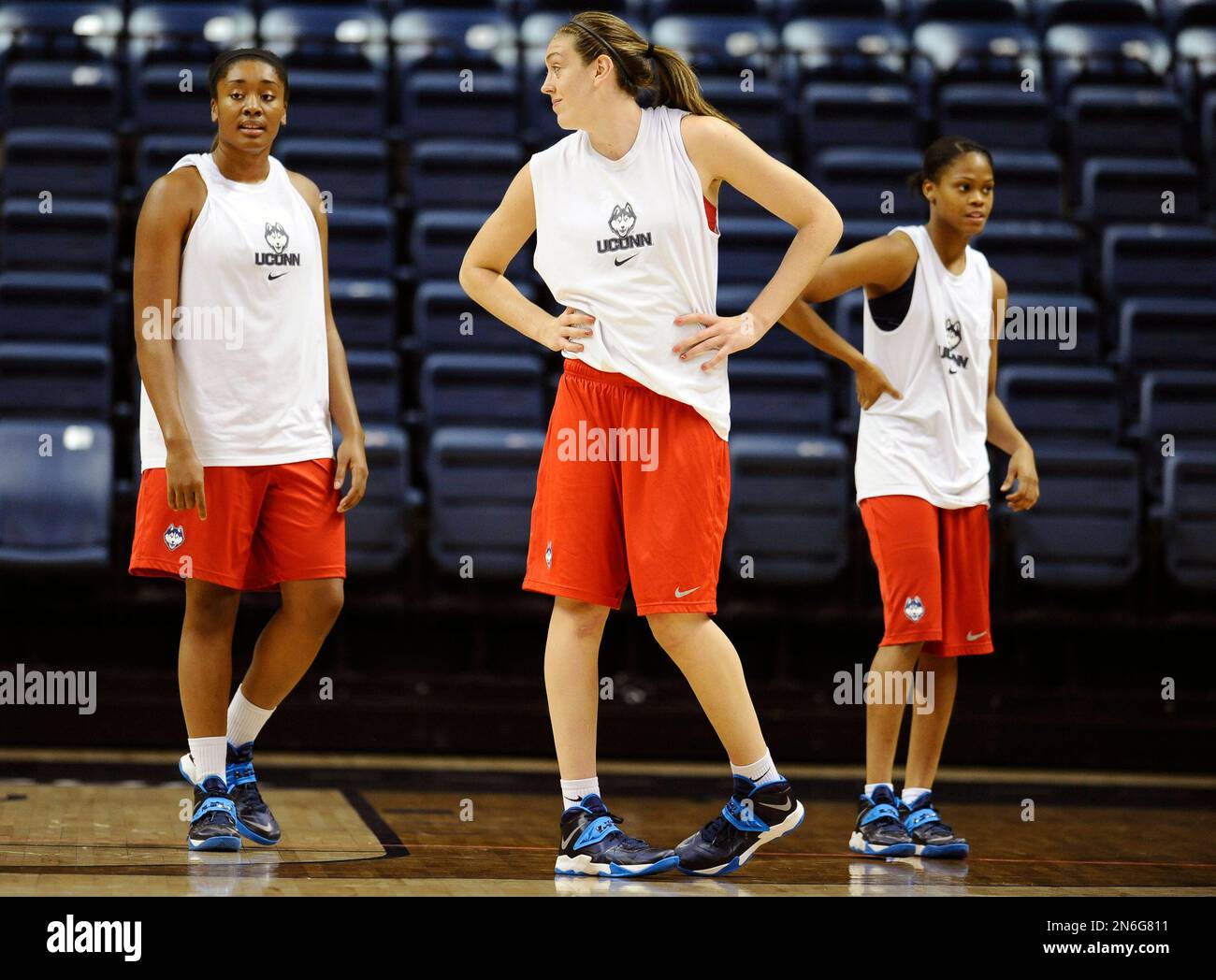 Connecticut's Morgan Tuck, left, Breanna Stewart, center, and Moriah ...