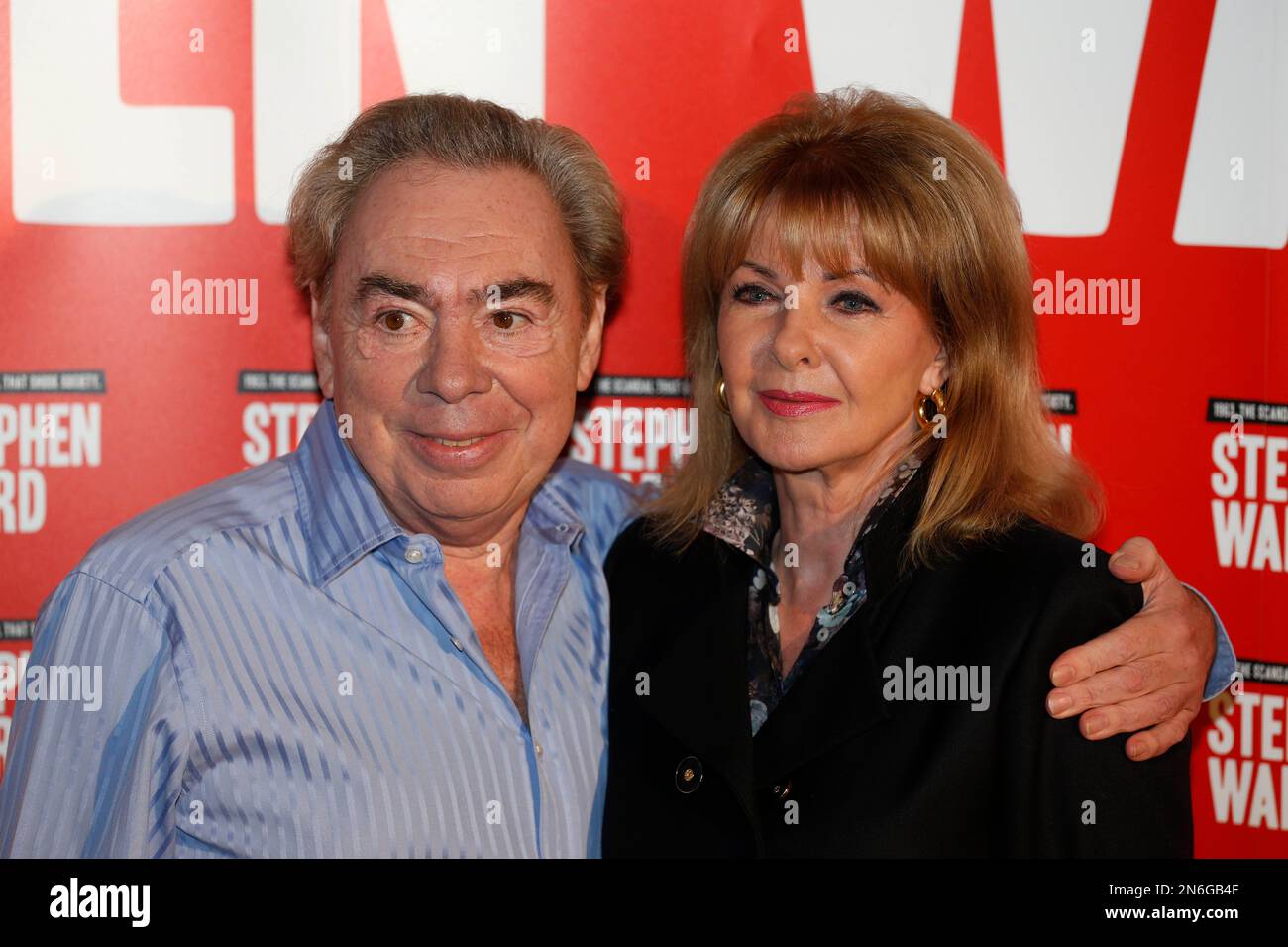 Andrew Lloyd Webber, left, poses for a photo with Mandy Rice Davies ...